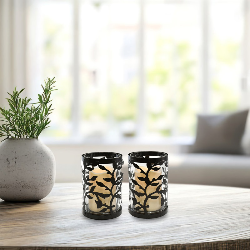 The Holiday Aisle® Black Vine Hurricanes with LED Candles & Reviews ...