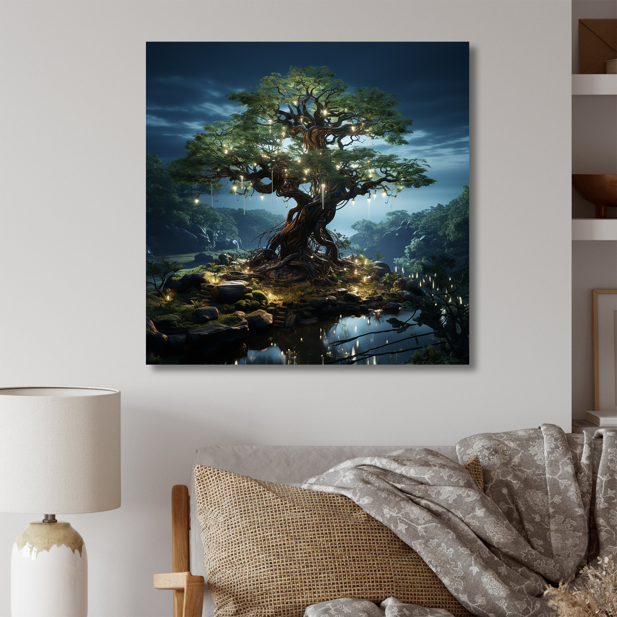 Design Art Surreal Twilight Tree At Night On Canvas Print | Wayfair