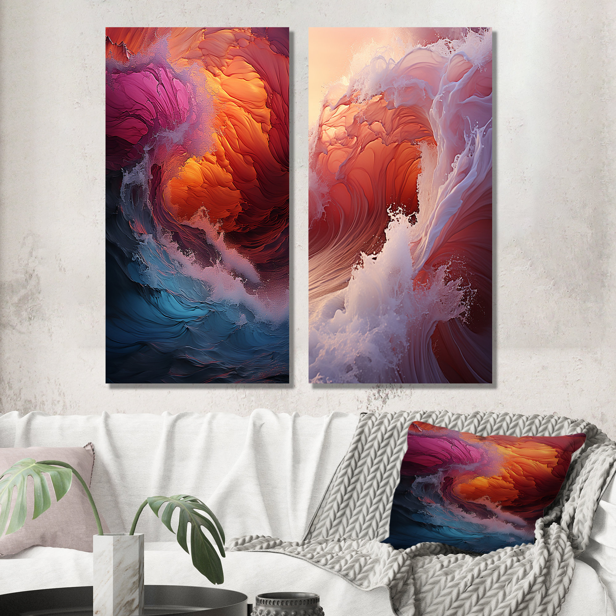 Ivy Bronx Coral Wave Colorful Wonder - Coastal Metal Art Print Set Of 2 ...