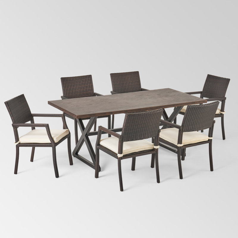 Gracie Oaks Dolph 7 Piece Dining Set with Cushions | Wayfair