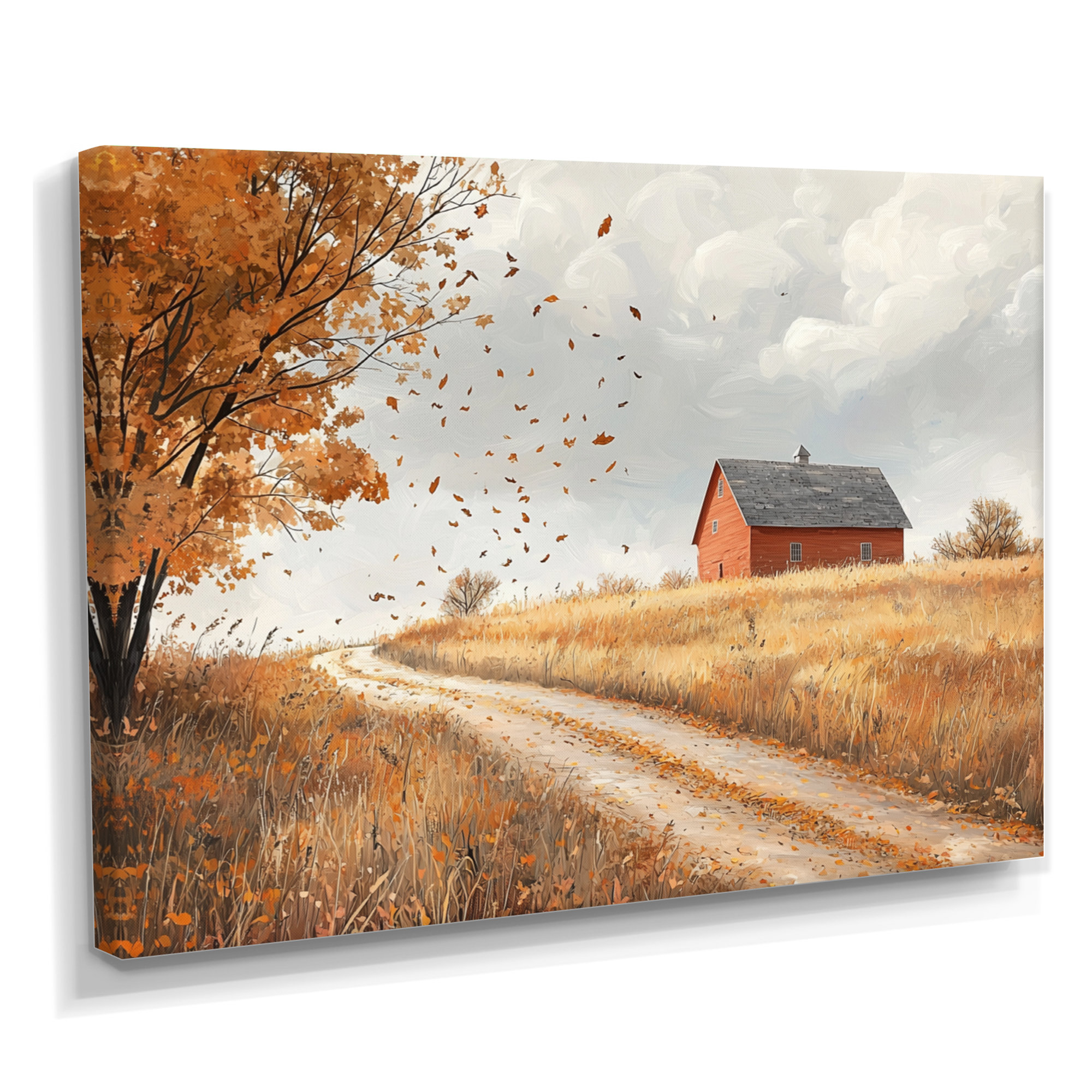 Gracie Oaks Drewry Windy Prairie Leaves Path To The Farm I - leaves ...