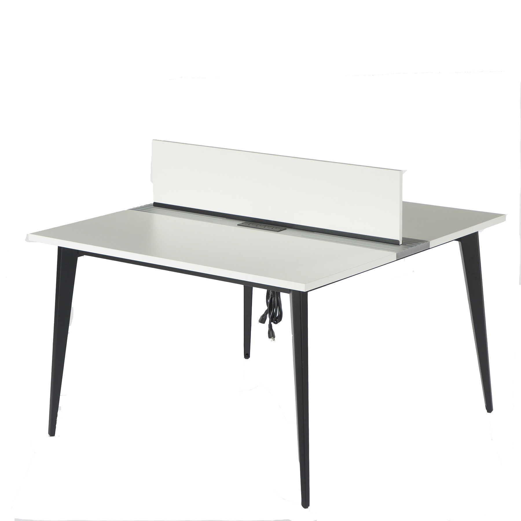 George Oliver Square Computer Desk With Power Outlet, Modern 2 Person ...