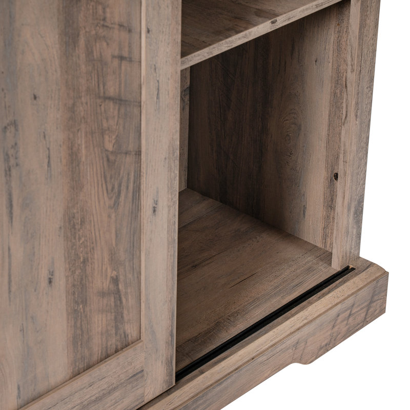 Gracie Oaks Rustic Farmhouse Storage Cabinet Bookcase with Sliding Barn ...