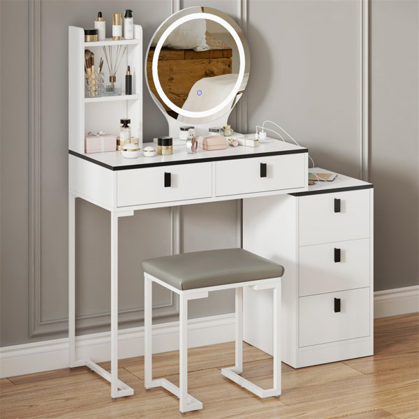 Metro Lane Daesy Dressing Table with Mirror & Reviews | Wayfair.co.uk