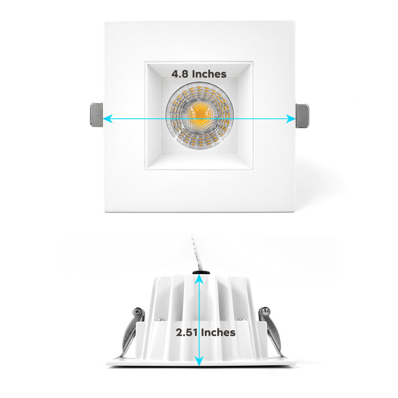 Luxrite 4" Selectable CCT Square LED Canless Recessed Lighting Kit ...