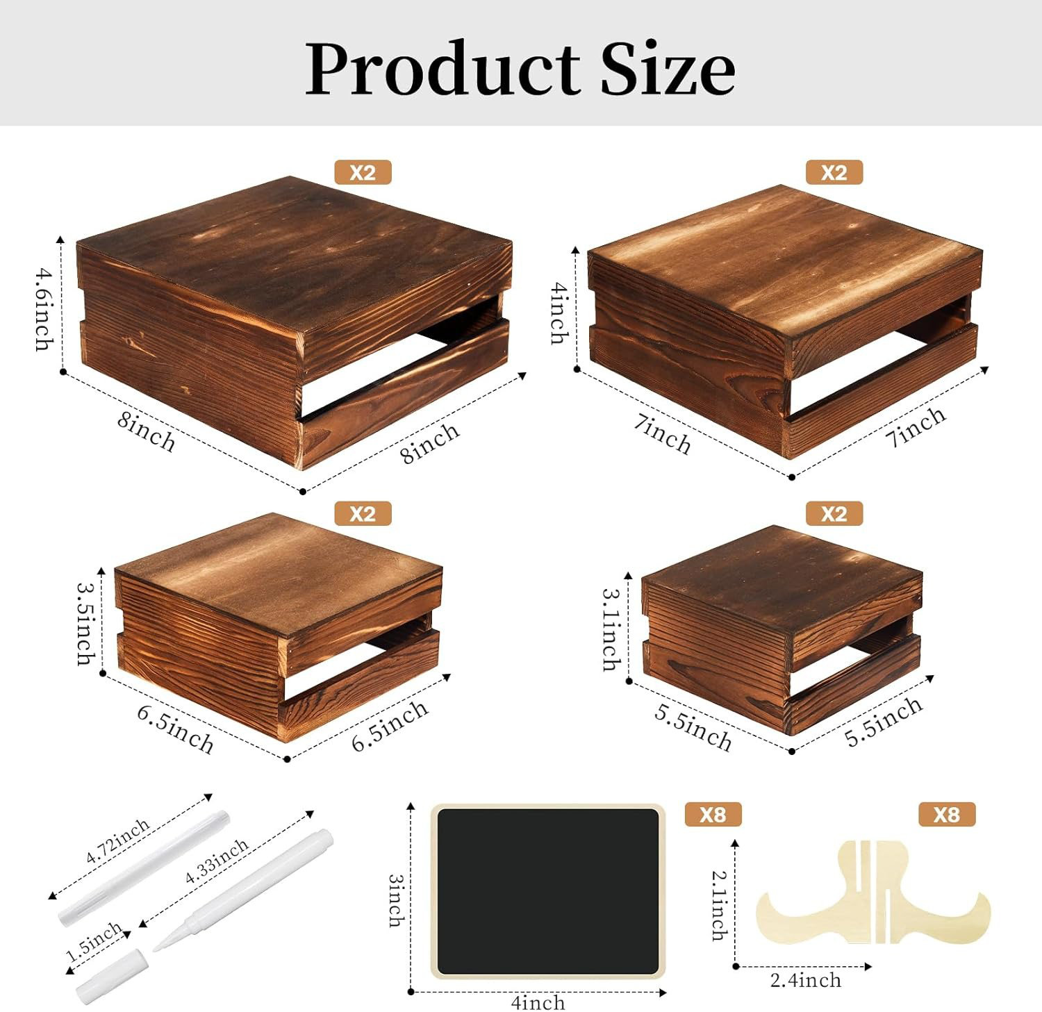 FashionSecretsLLC 8 Pcs Buffet Risers with Mini Signs, Rustic Wood Cake ...