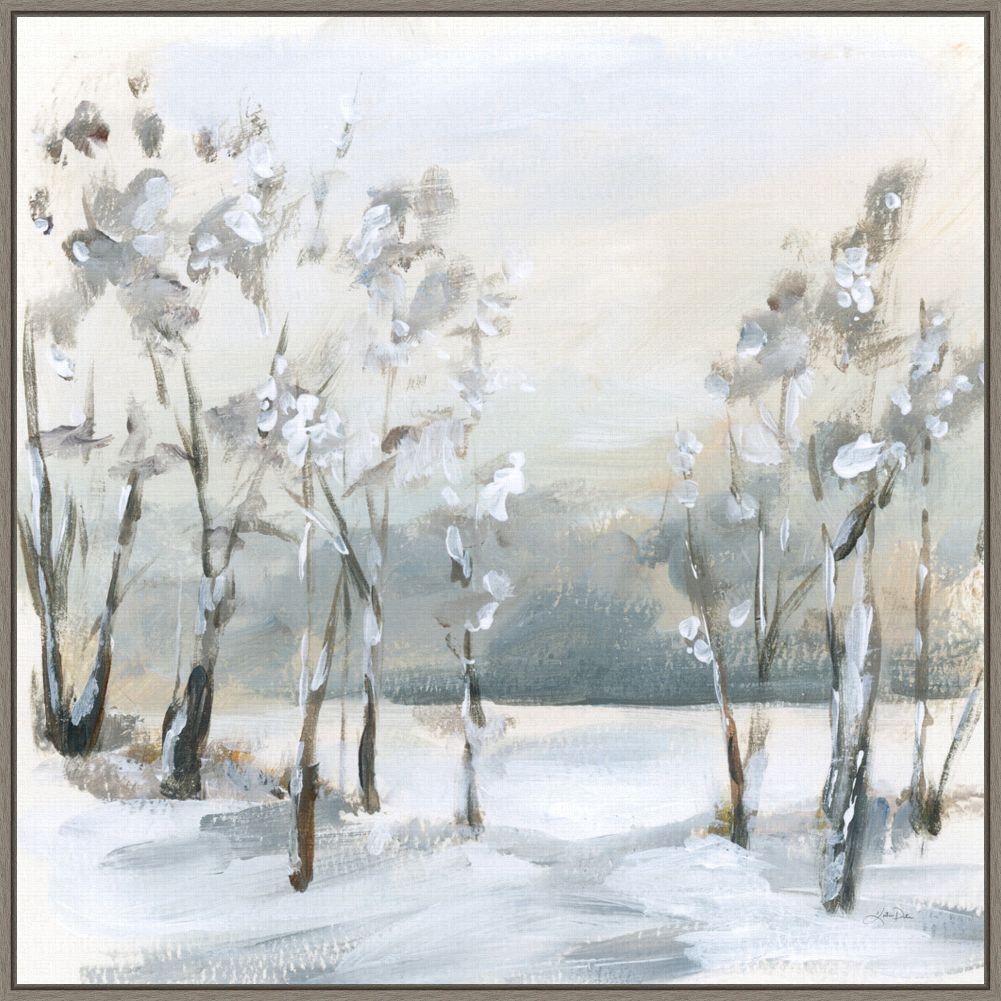 The Holiday Aisle® Katrina Pete Snowy Winter Trees Framed On Canvas by ...