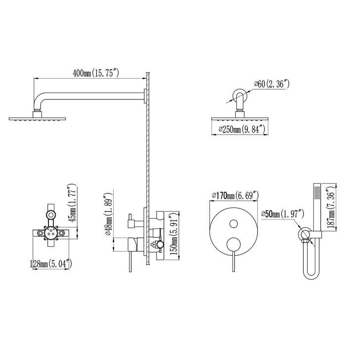 Selected Shower System, Wall Mounted Shower Faucet with Rough-in Valve ...