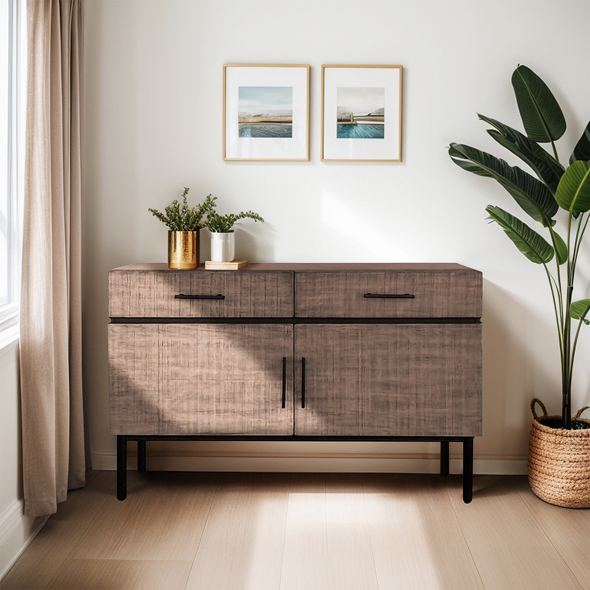 Hokku Designs Hirota Accent Cabinet Metal Sideboard Accent Sideboard ...