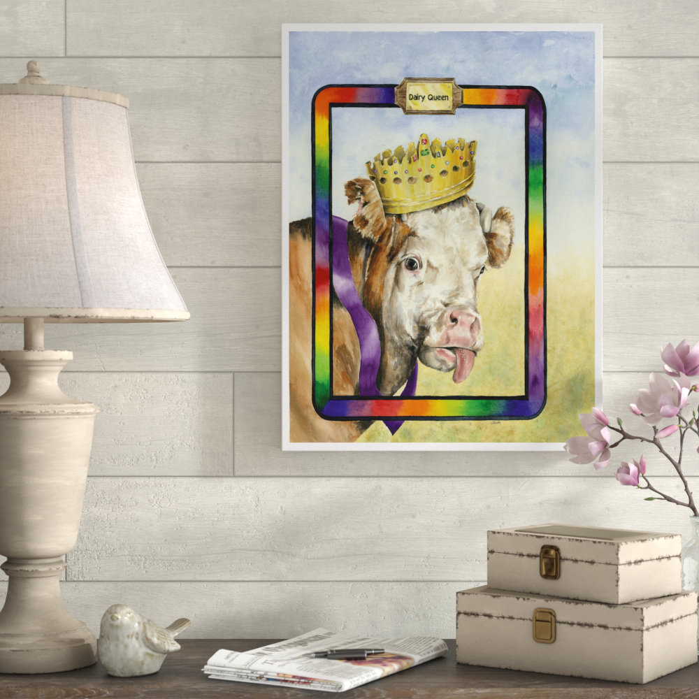 August Grove 'Dairy Queen Cow' Acrylic Painting Print on Wrapped Canvas ...