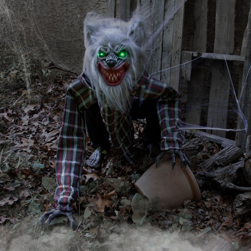 Haunted Hill Farm Squatting Werewolf Halloween Animatronic with ...