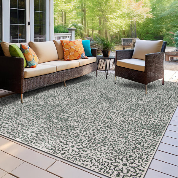 Langley Street Briony Reversible Floral Green/Ivory Indoor & Outdoor ...