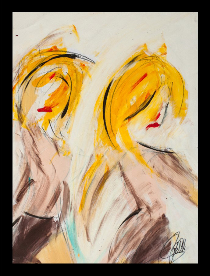 Ebern Designs ‘Run Away Blondes' Framed Drawing Print on Paper | Wayfair
