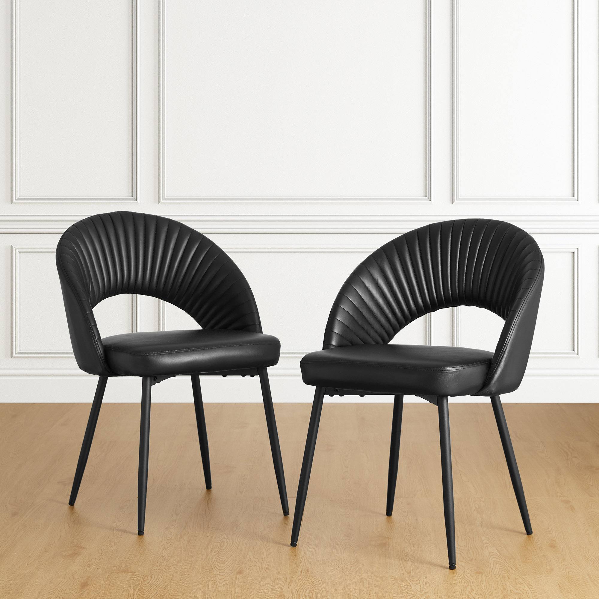 George Oliver Modern Quilted Leatherette Dining Chair With Metal ...