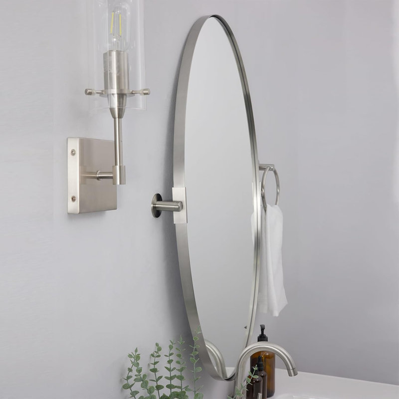 Latitude Run® Modern Stainless Steel Frame Oval Pivot Mirrors ...