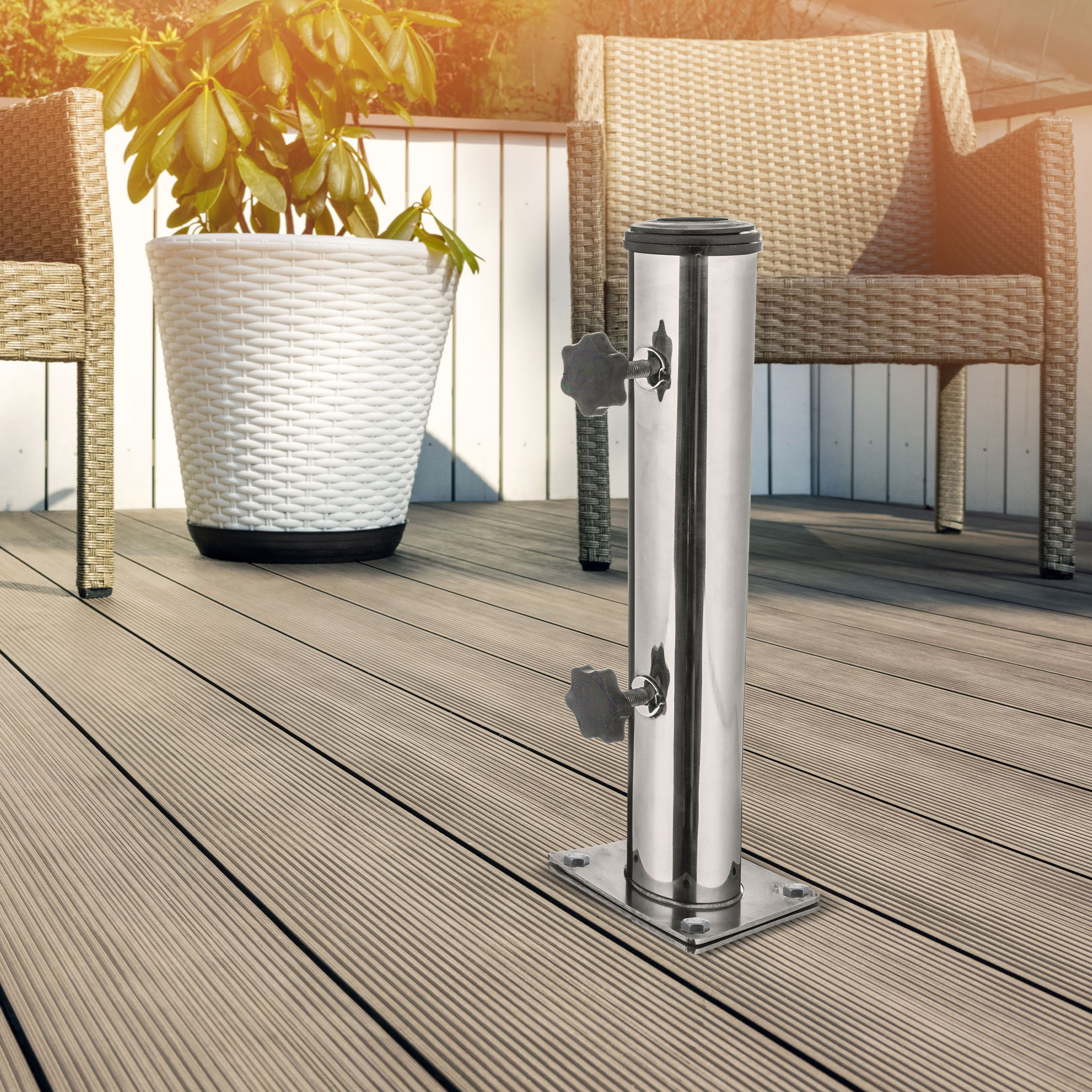 Arlmont & Co. Deck Umbrella Base - Adjustable Inground Umbrella Stand ...