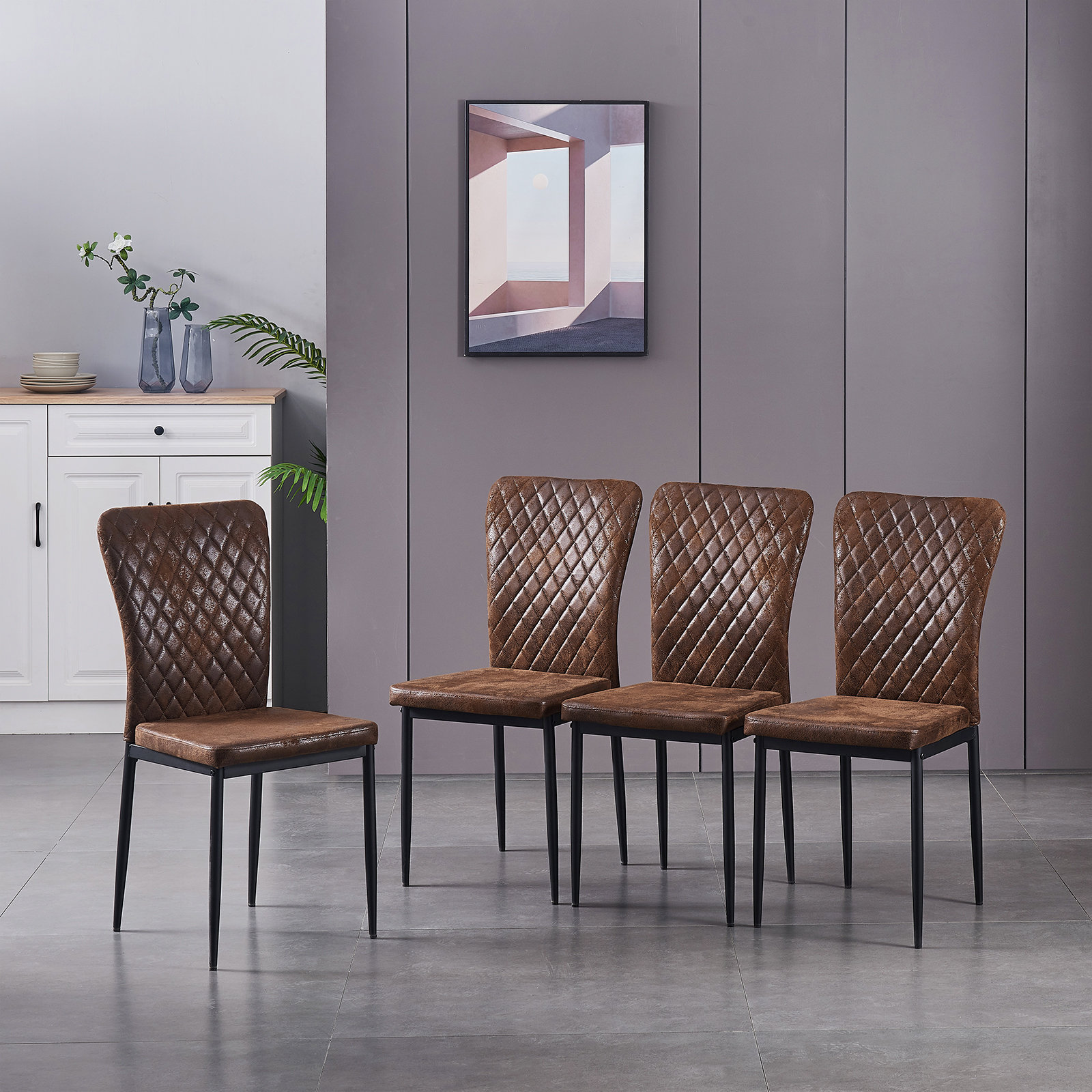 17 Stories Atsabe Tufted Fabric Upholstered Back Side Chair in Brown ...