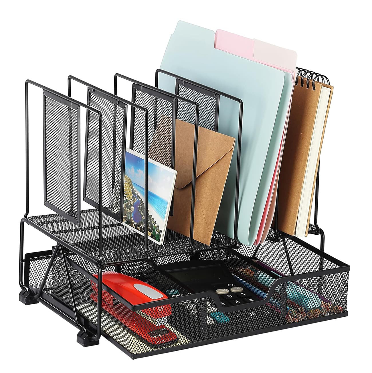 Inbox Zero Mesh Desk Organizer Featuring a Drawer, Office Desk ...