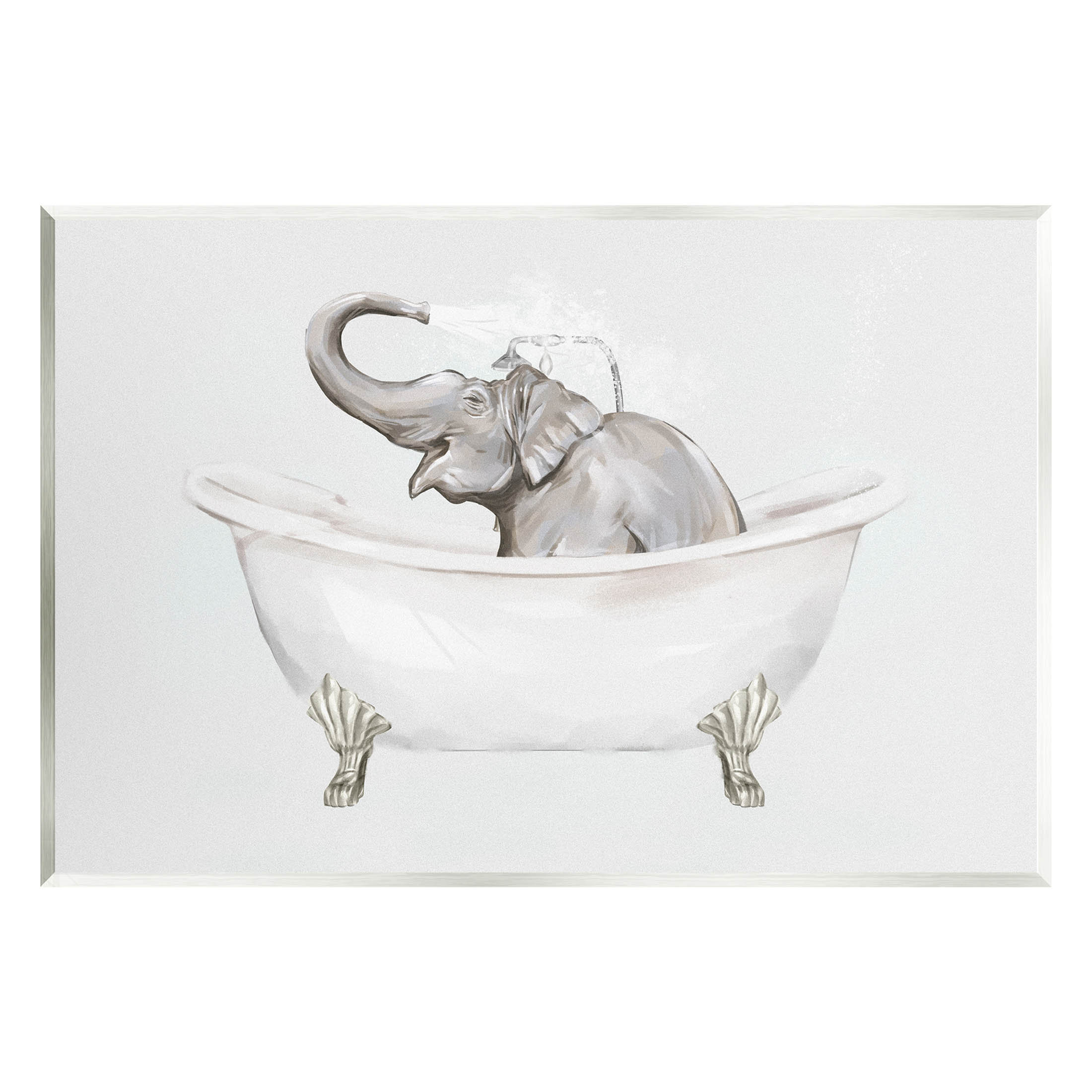Trinx Happy Elephant Splashing Bathtub by Ziwei Li - Unframed Graphic ...
