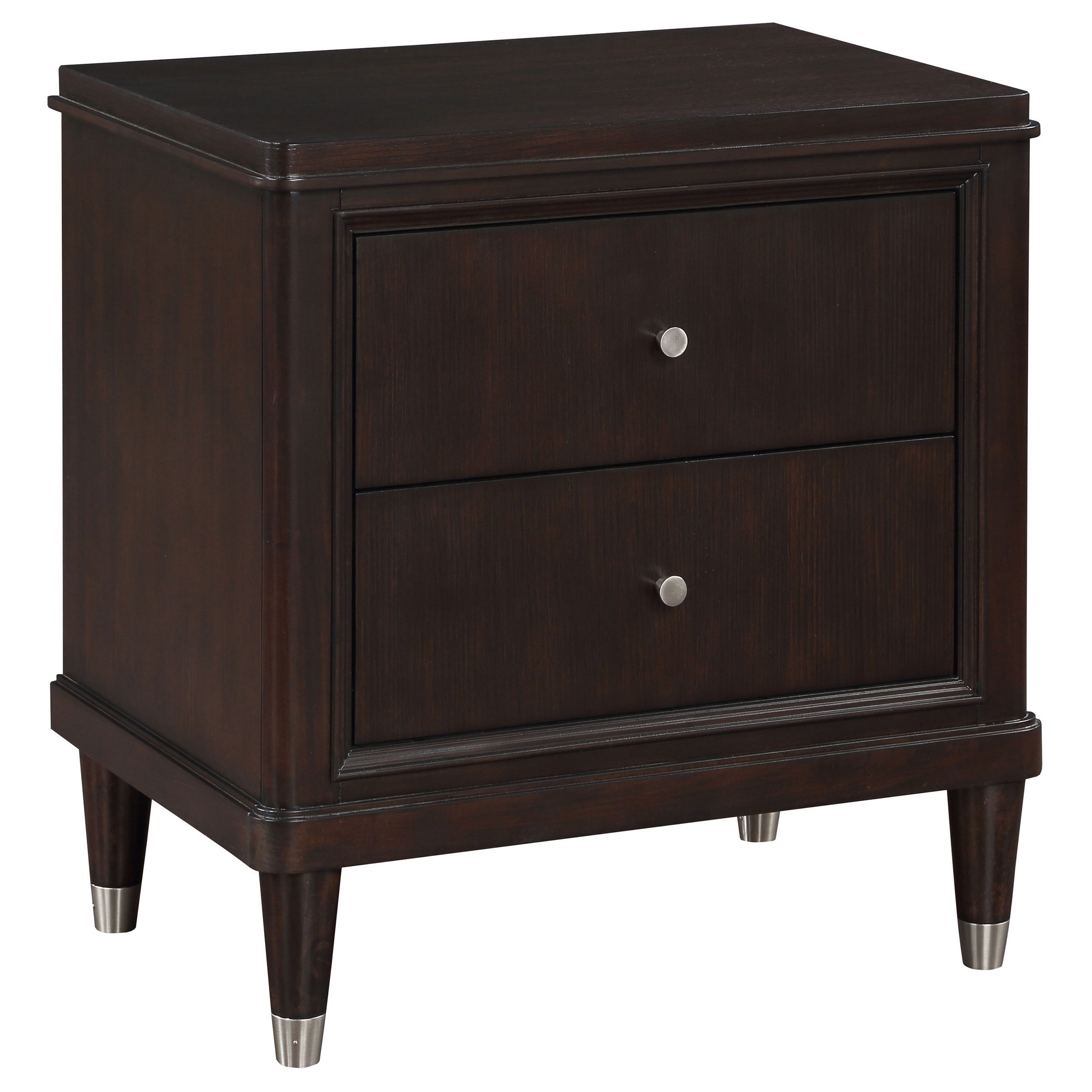 Benjara Amber Nightstand, 2 Drawers, Round Metal Knobs, Tapered Legs ...