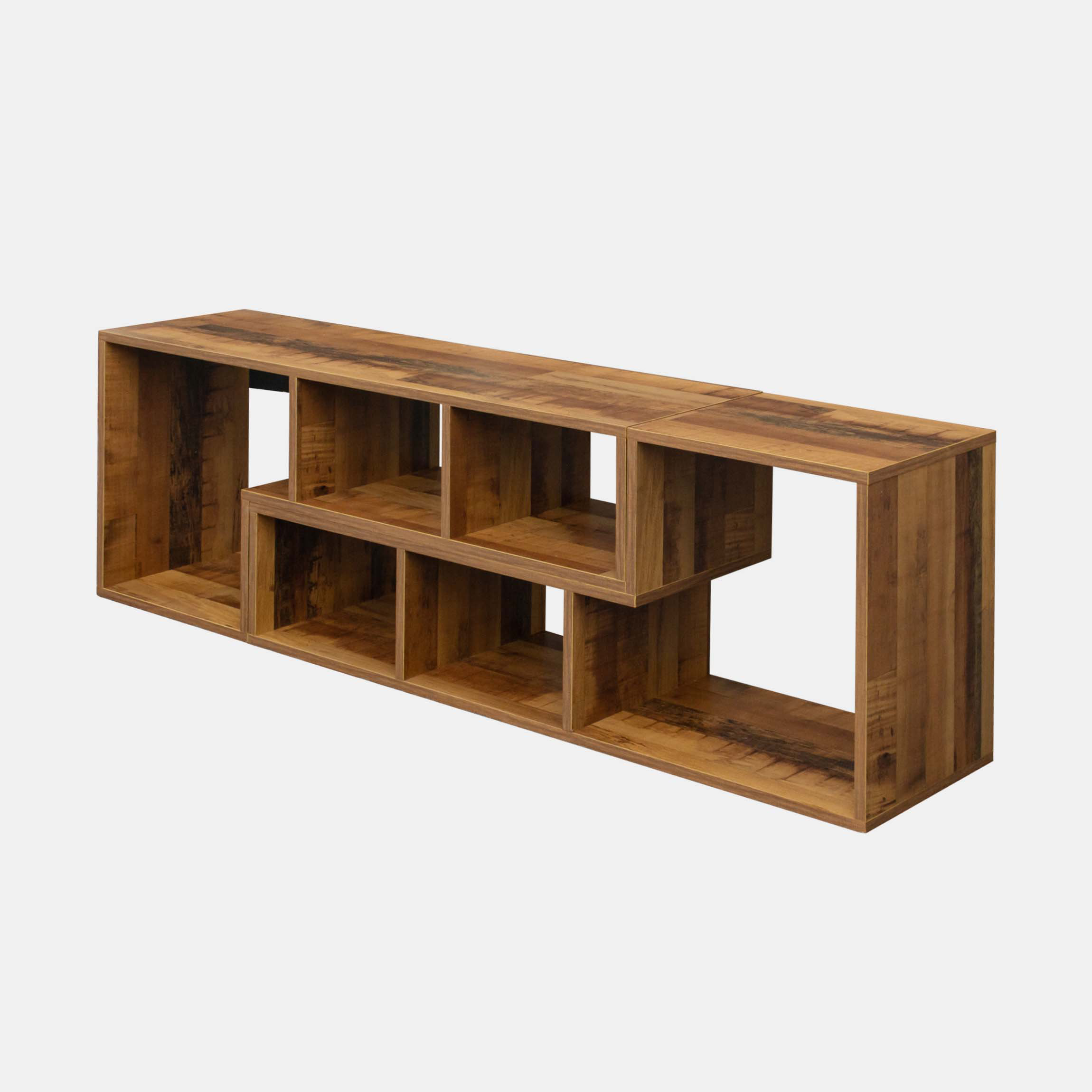 Latitude Run® Double L-Shaped Oak TV Stand,Display Shelf ,Bookcase for ...