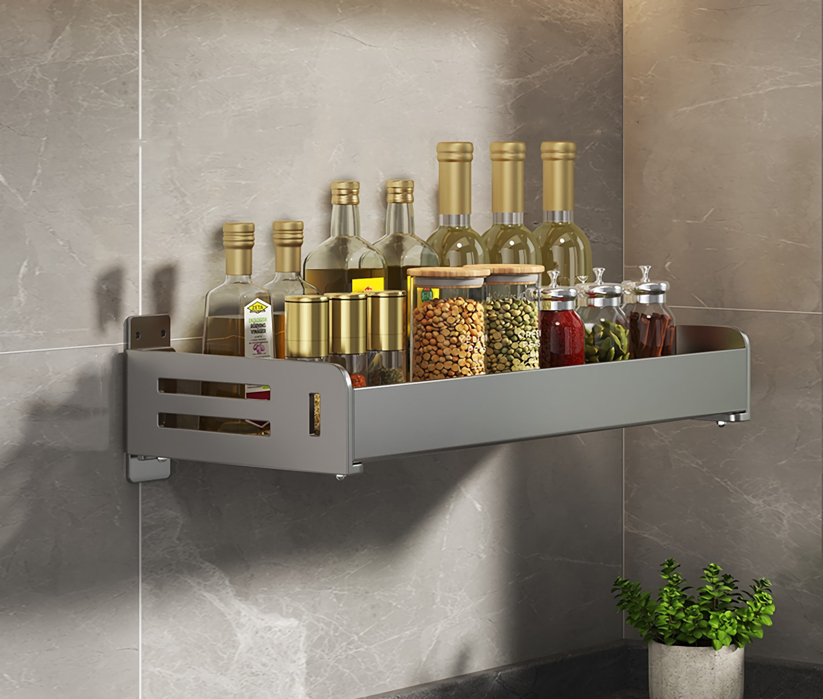 Prep & Savour Kitchen Storage Rack, Non Perforated Wall Mounted ...