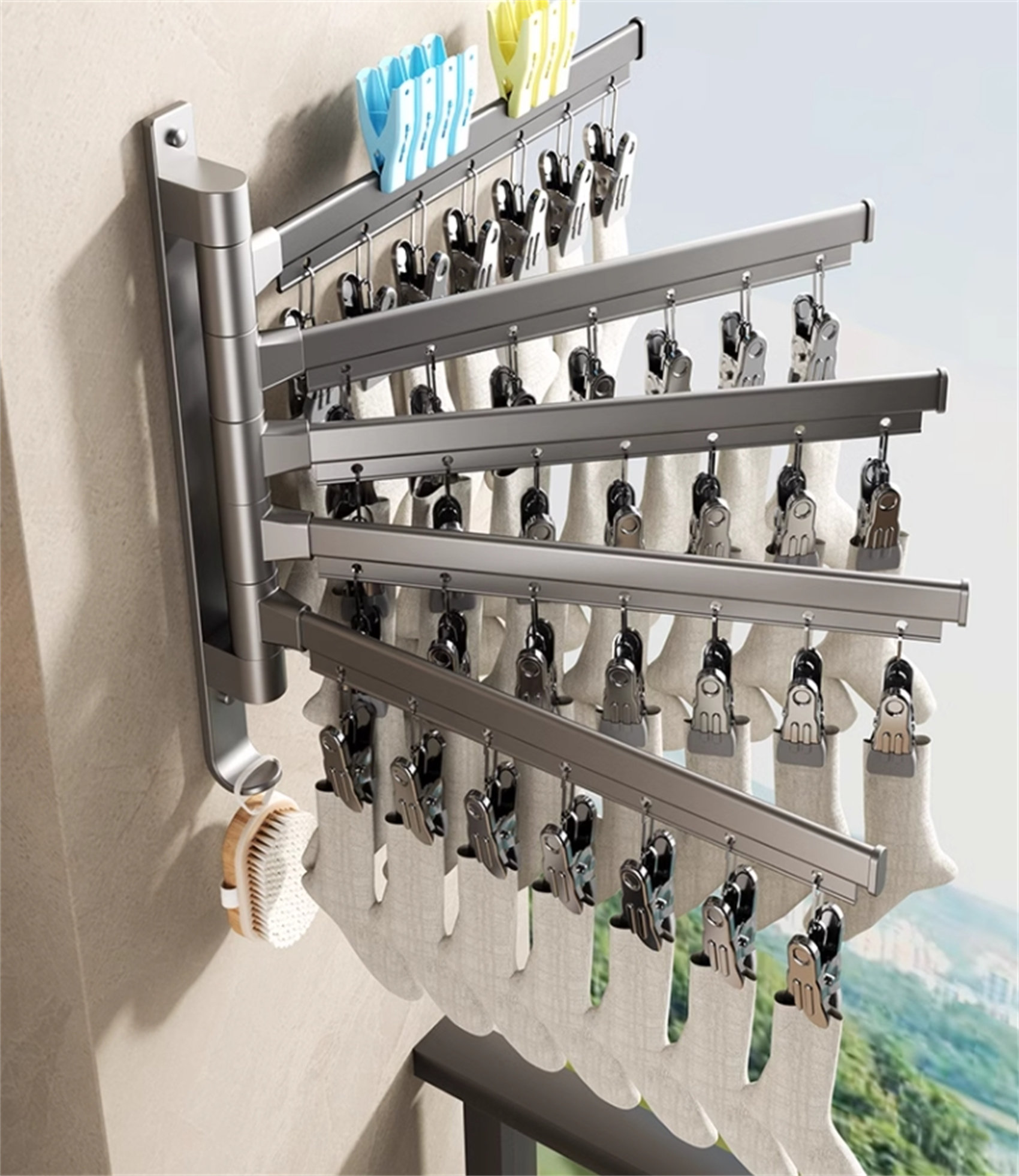 Rebrilliant Oleh Metal Foldable Wall-Mounted Drying Rack - Wayfair Canada