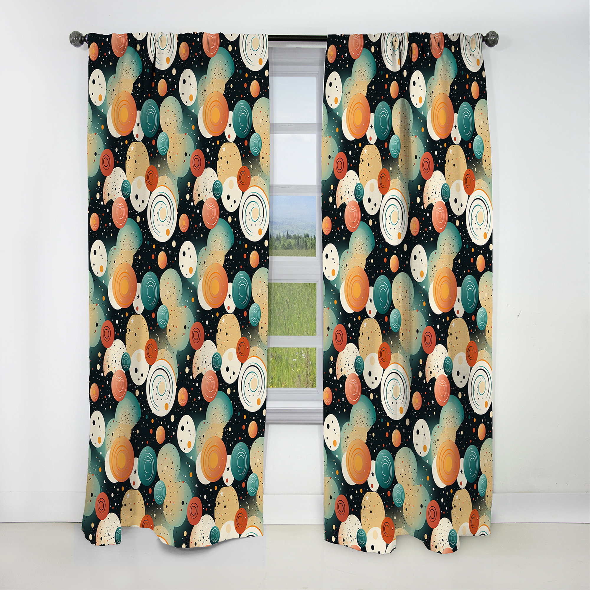 Design Art Cosmic Simplicity - Abstract Geometric Curtain - Blackout ...