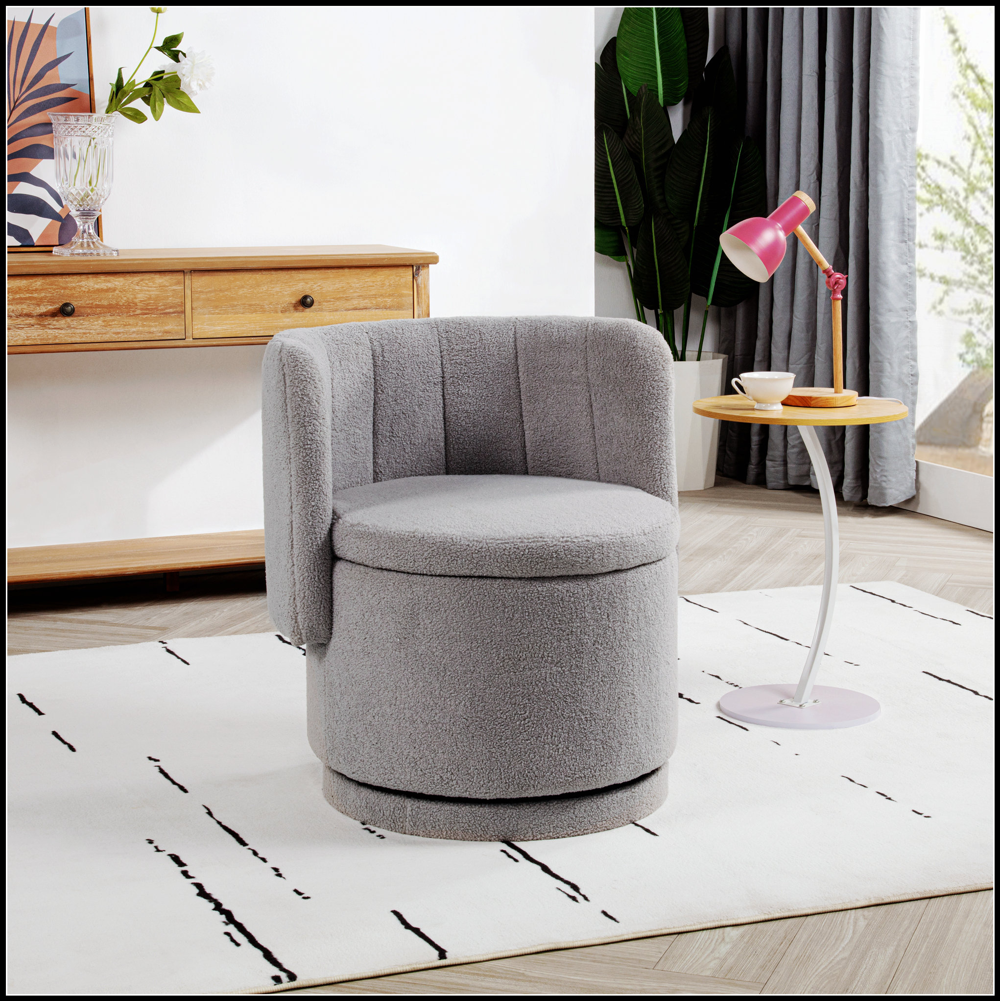 Ebern Designs Versatile Rotating Sofa Chair with Hidden Storage for ...