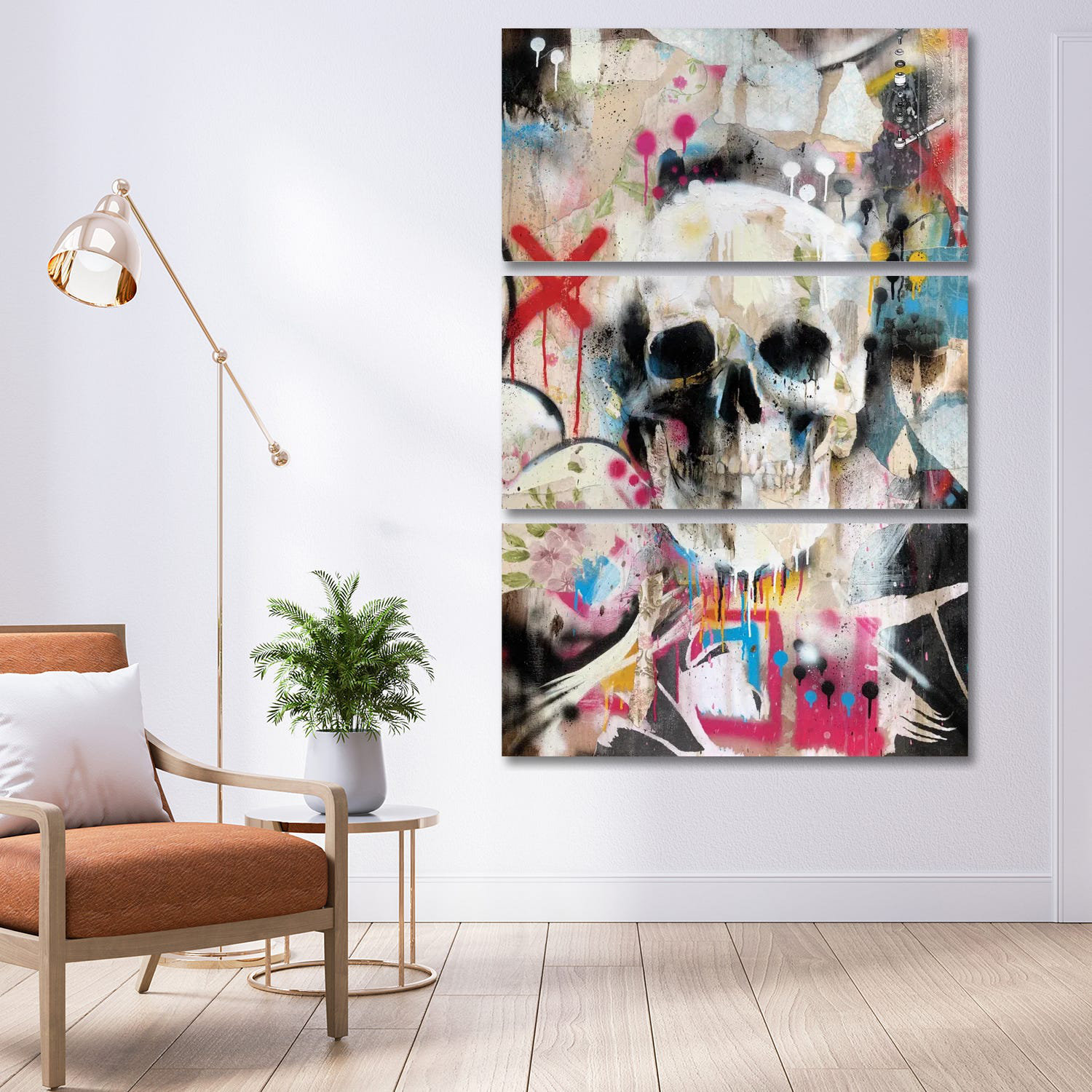 Red Barrel Studio® Skull by Famous When Dead - 3 Piece Wrapped Canvas ...