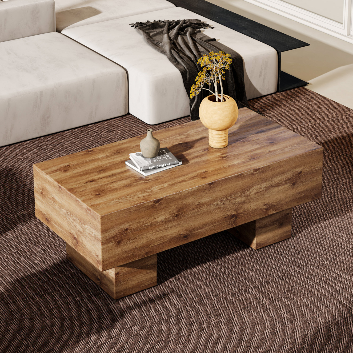 Wrought Studio Modern Simple Texture MDF Coffee Table - 43.3"x21.6"x17 ...