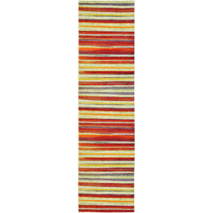 Latitude Run® Verda Striped Yellow/Red Rug & Reviews | Wayfair