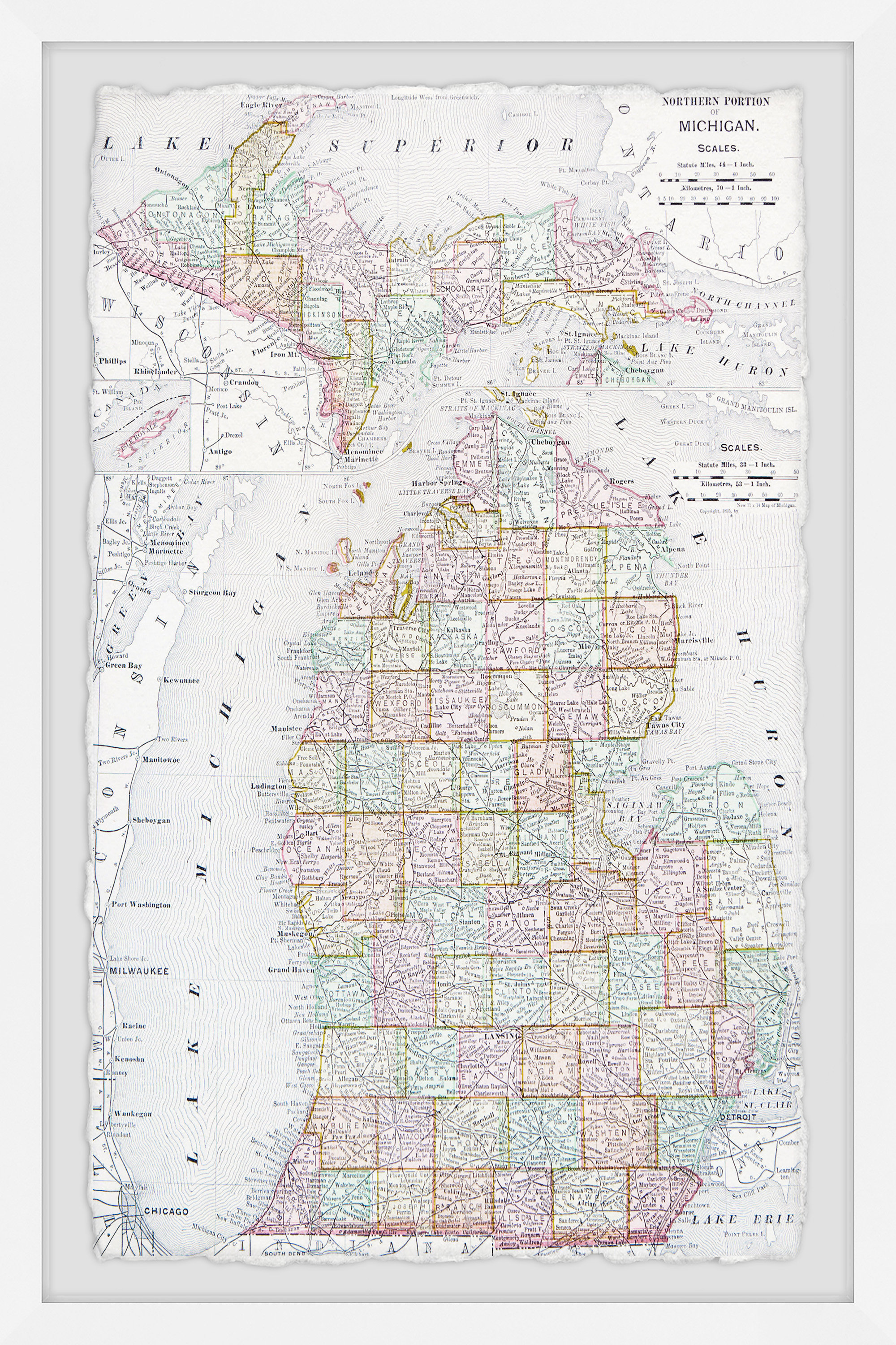 17 Stories Northern Michigan Map - Picture Frame Textual Art Print on ...