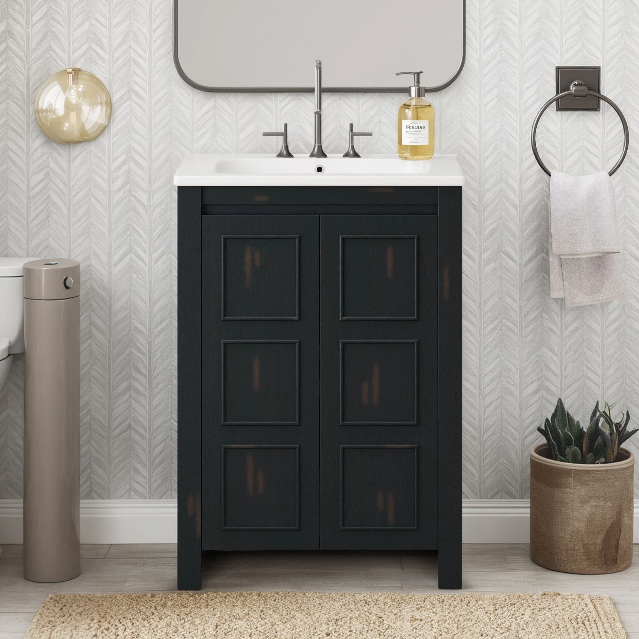 Ebern Designs 24X18x34 Inches Vintage Style Small Bathroom Vanity Set ...