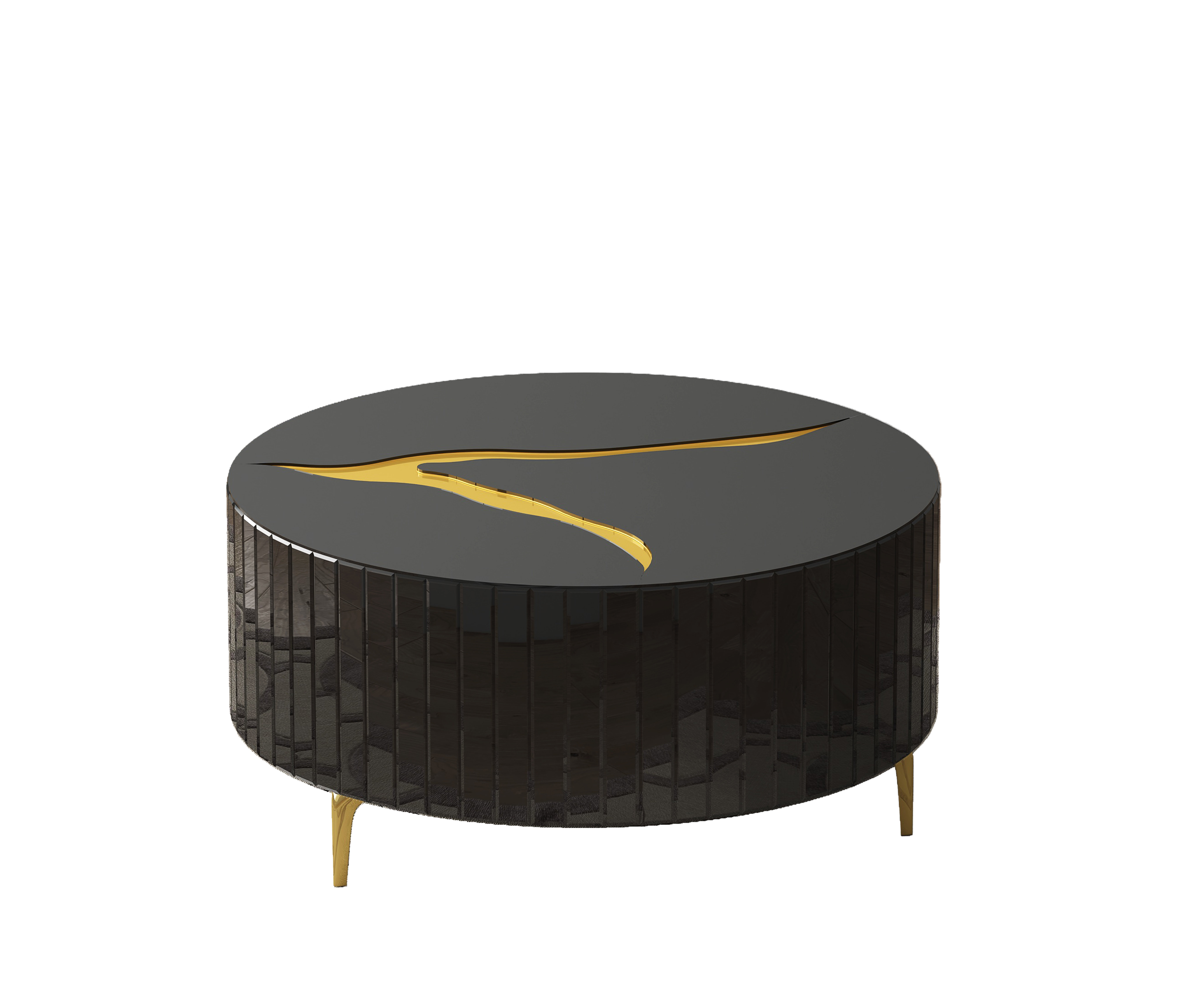 Mercer41 Timeless Black Modern Round Coffee Table with Gold Accent ...