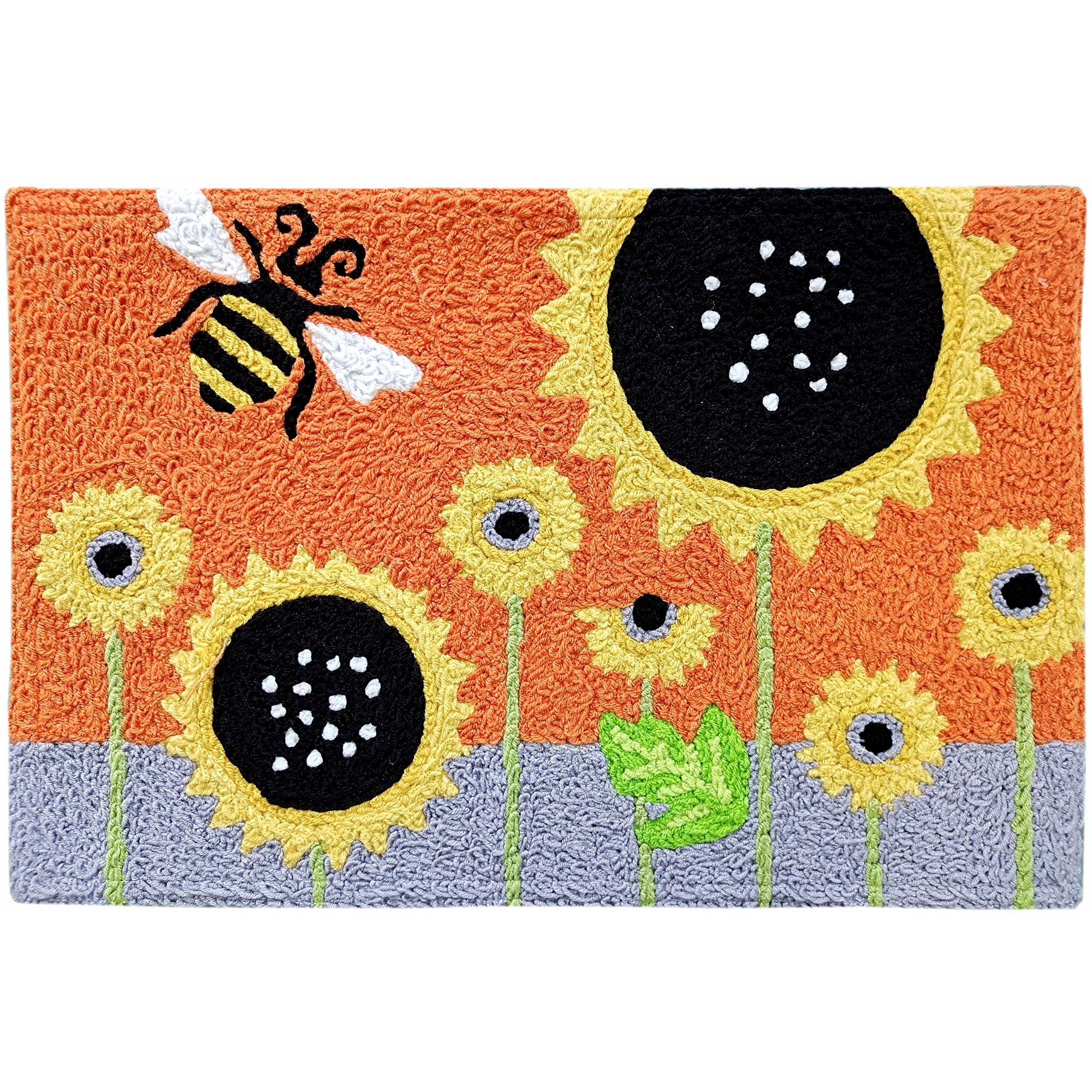 August Grove Jellybean Bumble Bee & Sunflower 20"X30" Washable Accent ...