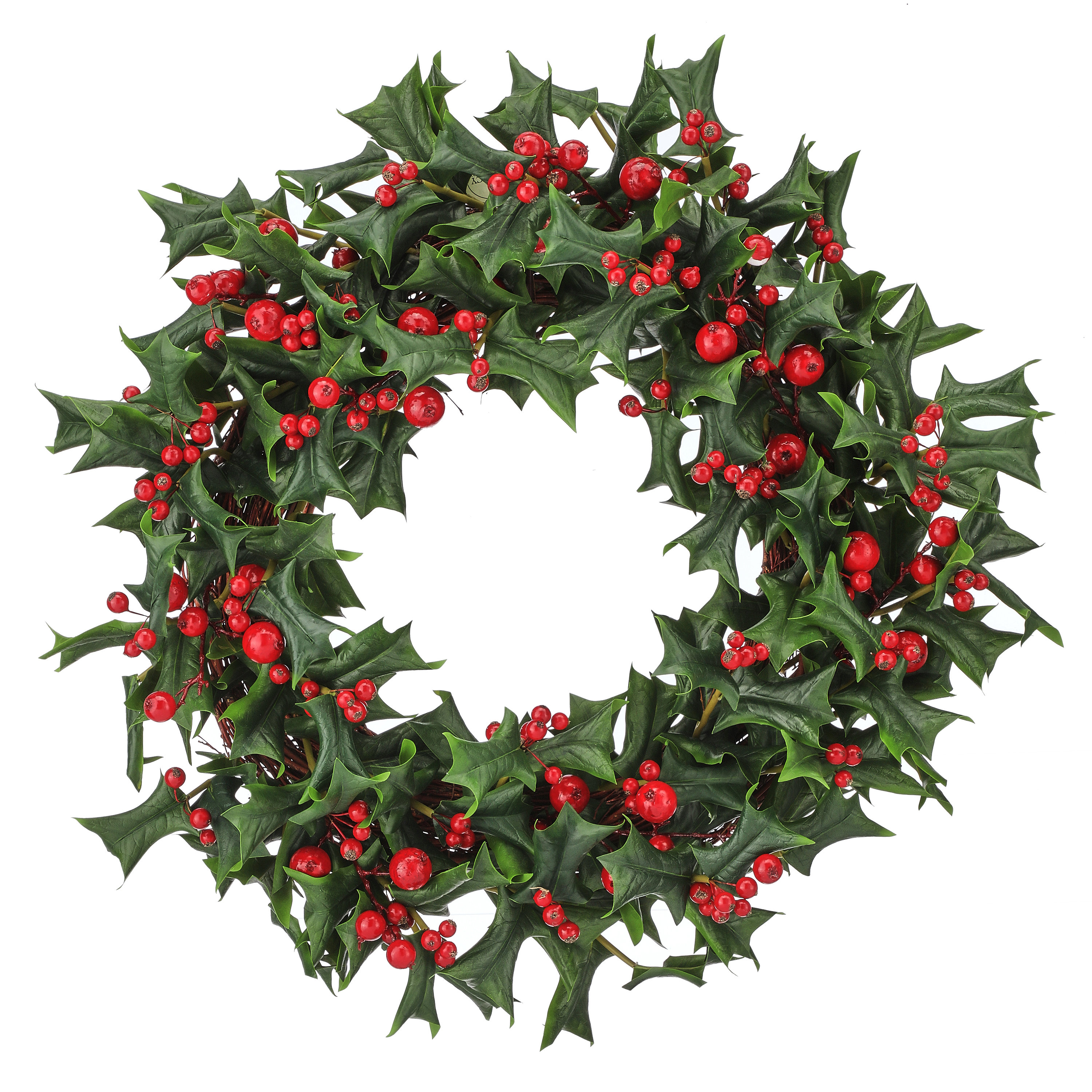 The Holiday Aisle® 24" Pacific Northwest Holly With Berry Wreath | Wayfair