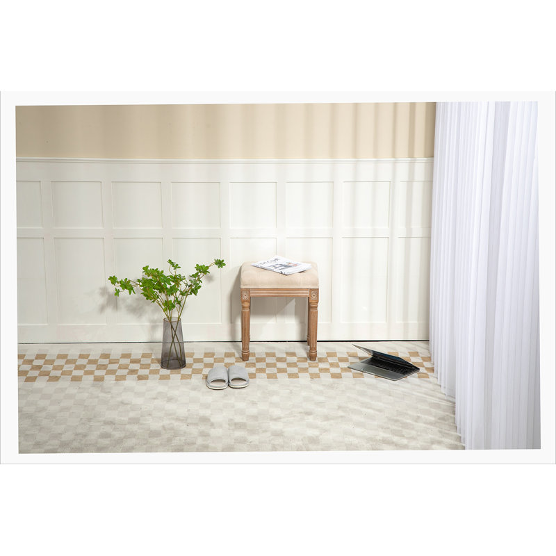 Ophelia & Co. Small Padded Bench, Square Upholstered Rustic Ottoman ...