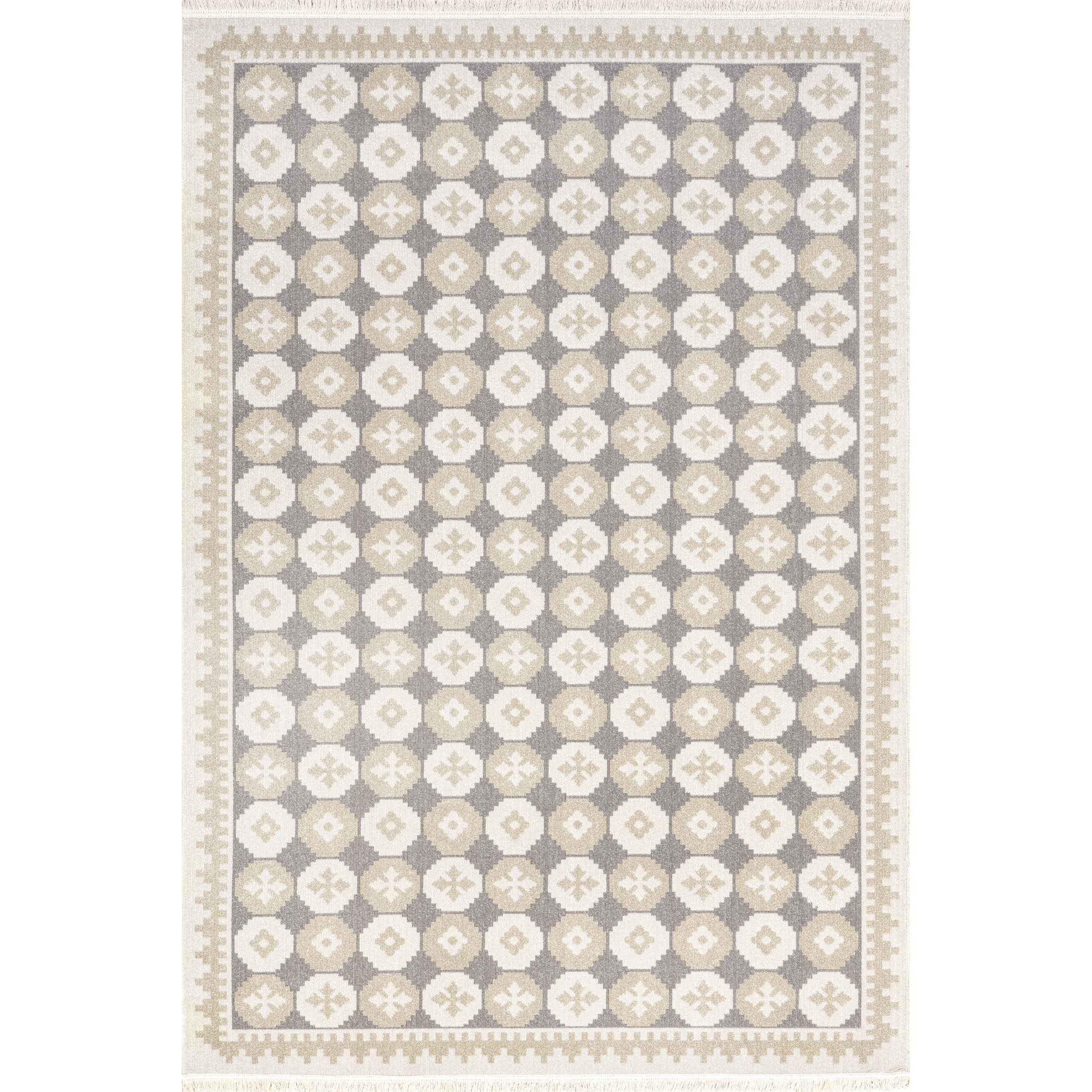 Bungalow Rose Tari Geometric Striped Indoor/Outdoor Fringe Area Rug ...