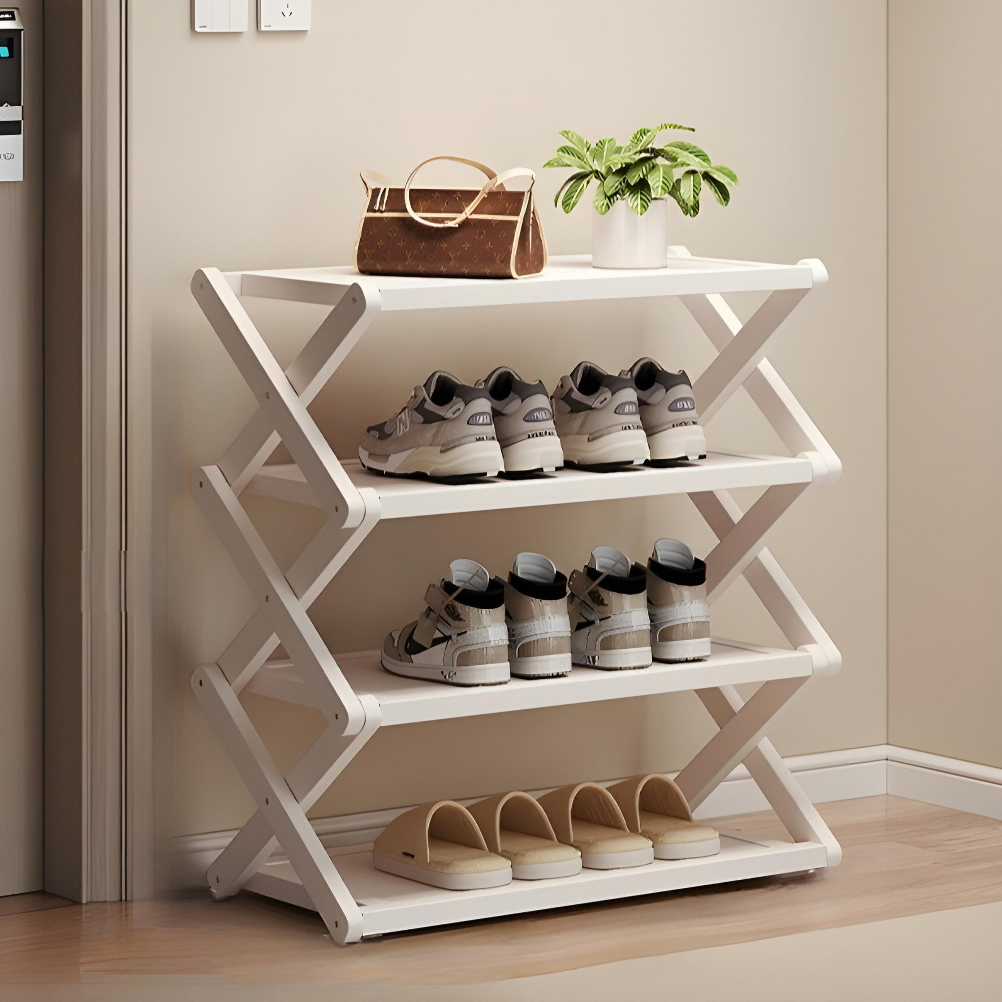 Latitude Run® Foldable Bamboo Shoe Rack - Multi-Tier Space-Saving ...
