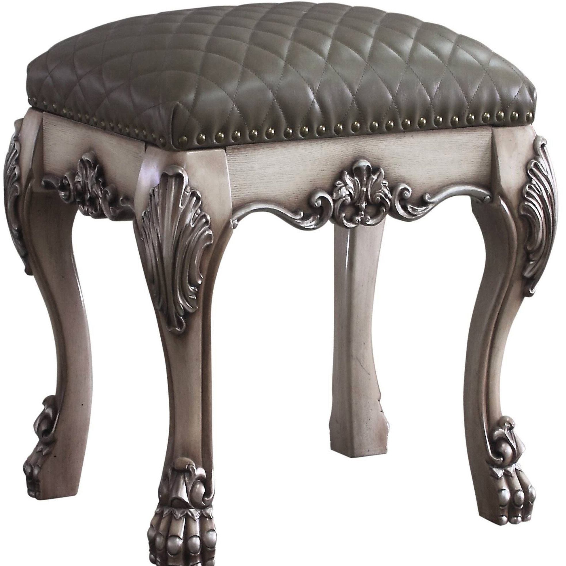 Bloomsbury Market Bedroom Vanity Stool In Grey With A Chic Appearance ...