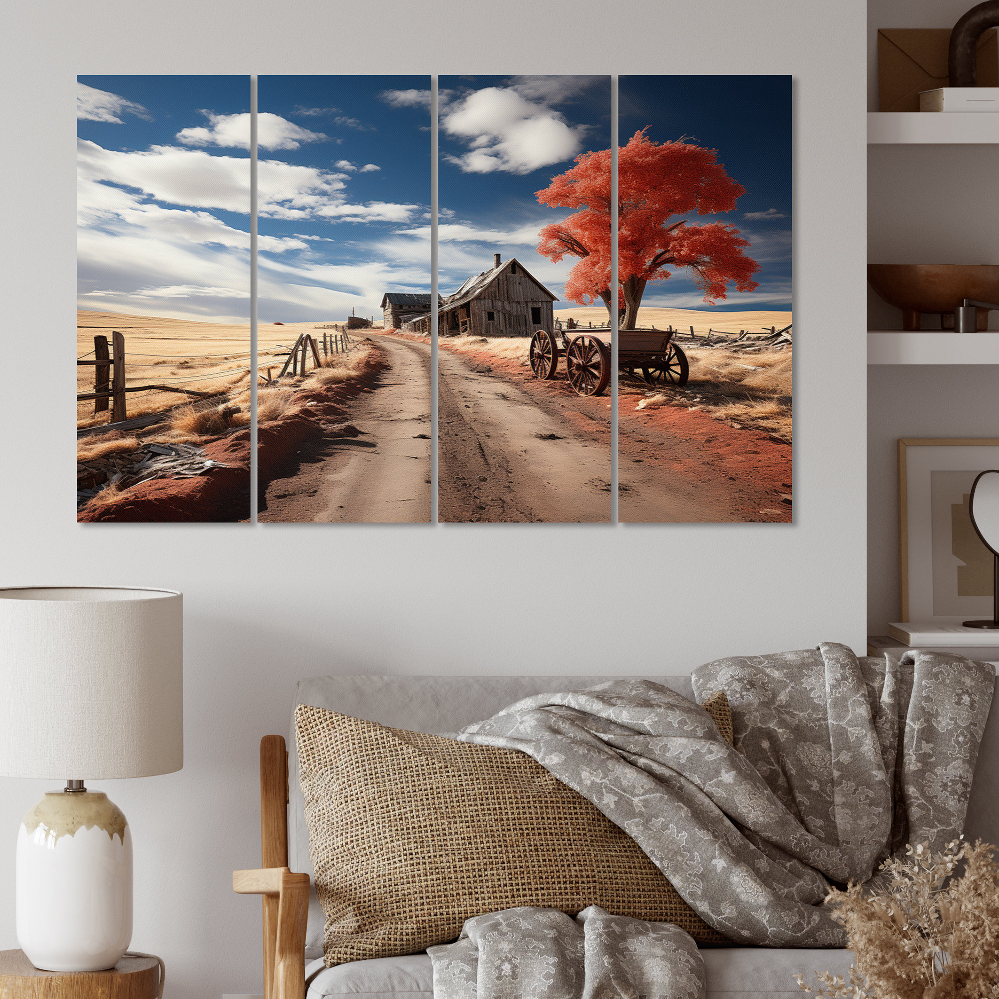 Union Rustic Coral Old Cart Vintage Route - Old American Cart Wall Art ...
