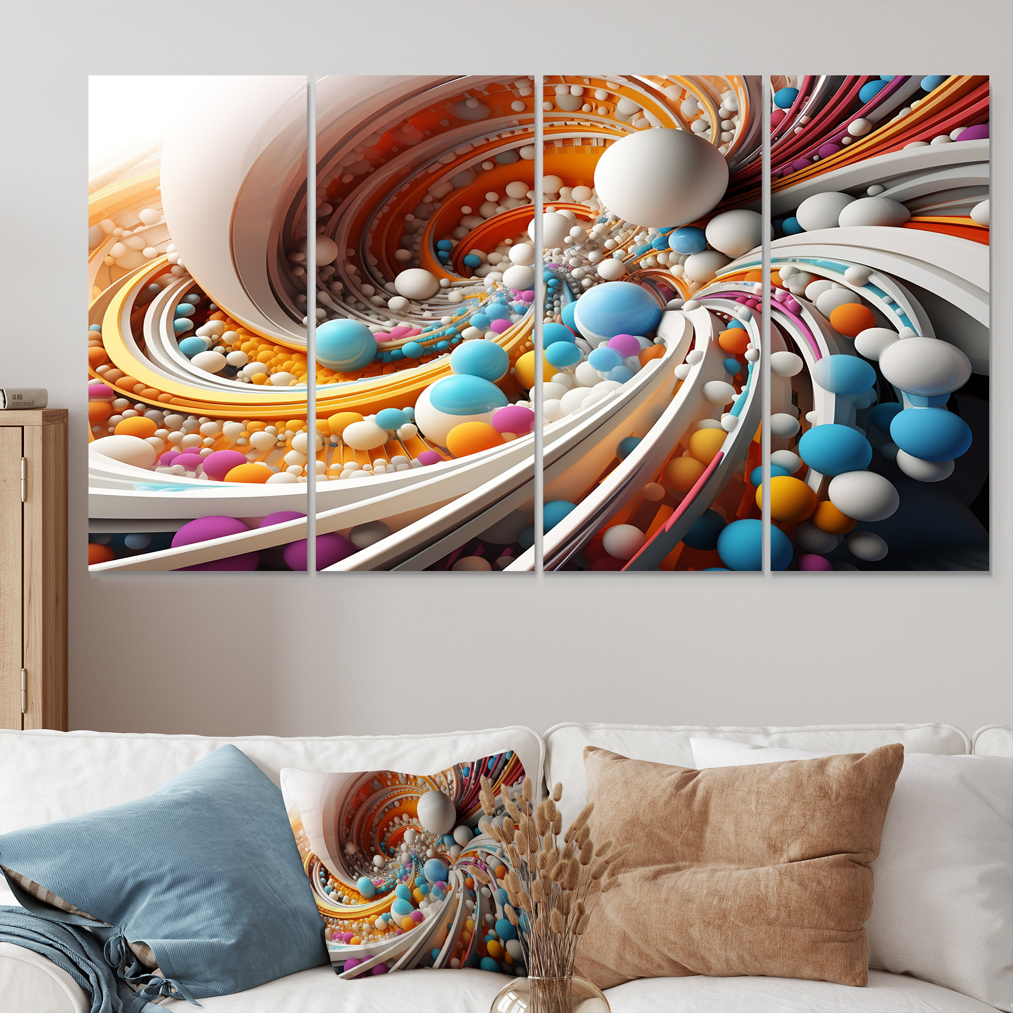 Ivy Bronx Future Explosion Of Joy - Fractals Wall Art Decor 4 Piece ...