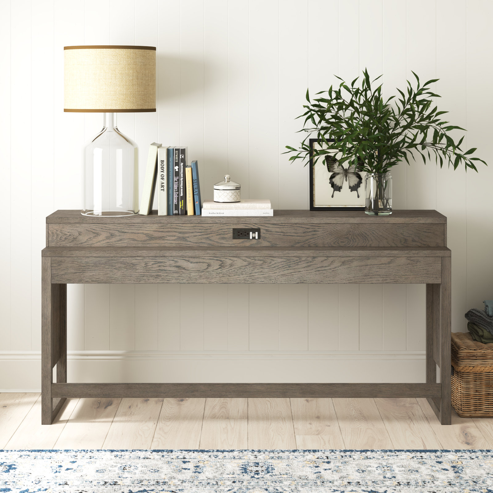 Laurel Foundry Modern Farmhouse Keena Console Bar Table w/ Charging ...