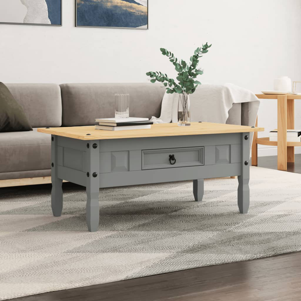 Red Barrel Studio® Coffee Table Grey Body And Brown Top Solid Pinewood ...