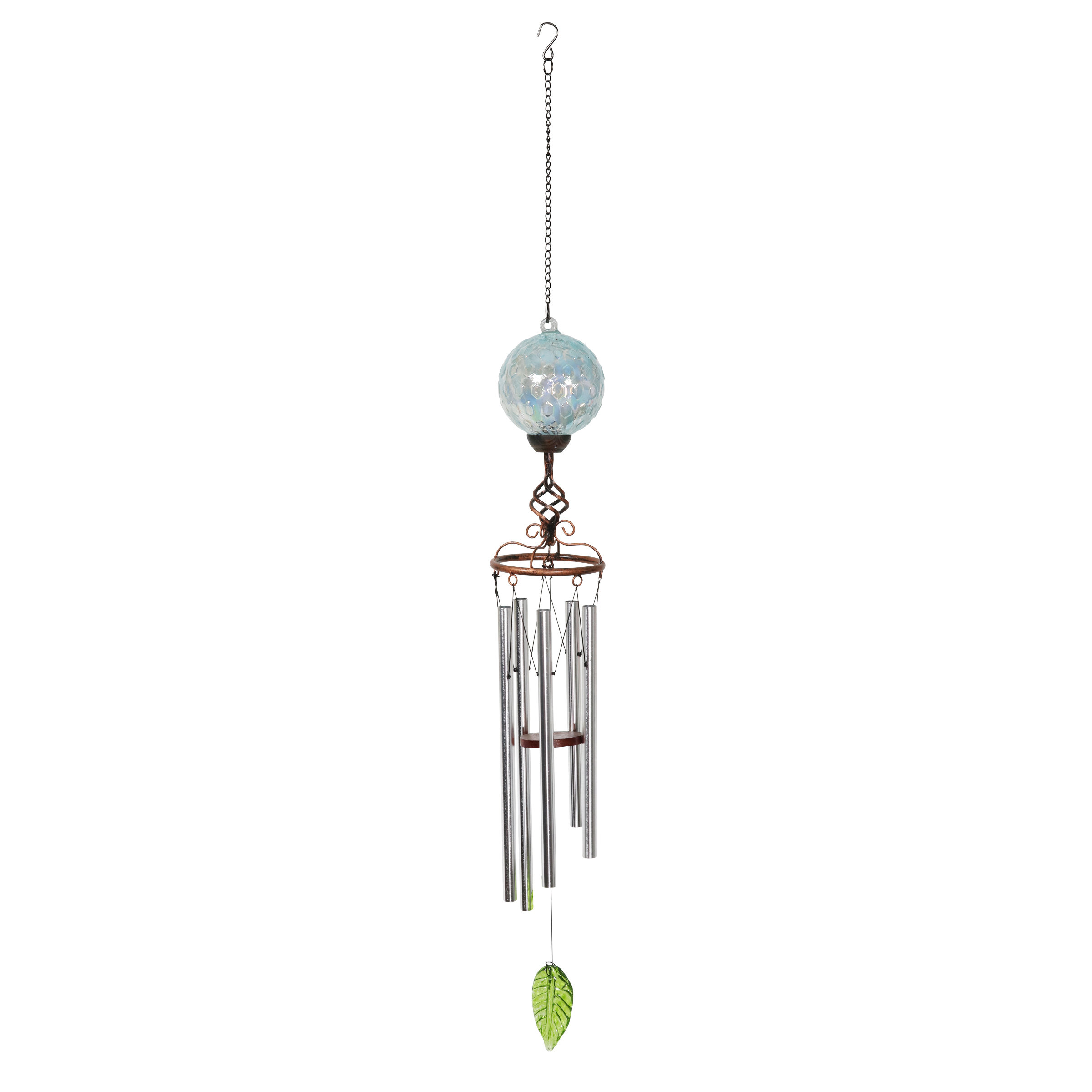 Exhart Solar Pearlized Honeycomb Glass Ball Wind Chime with Metal ...