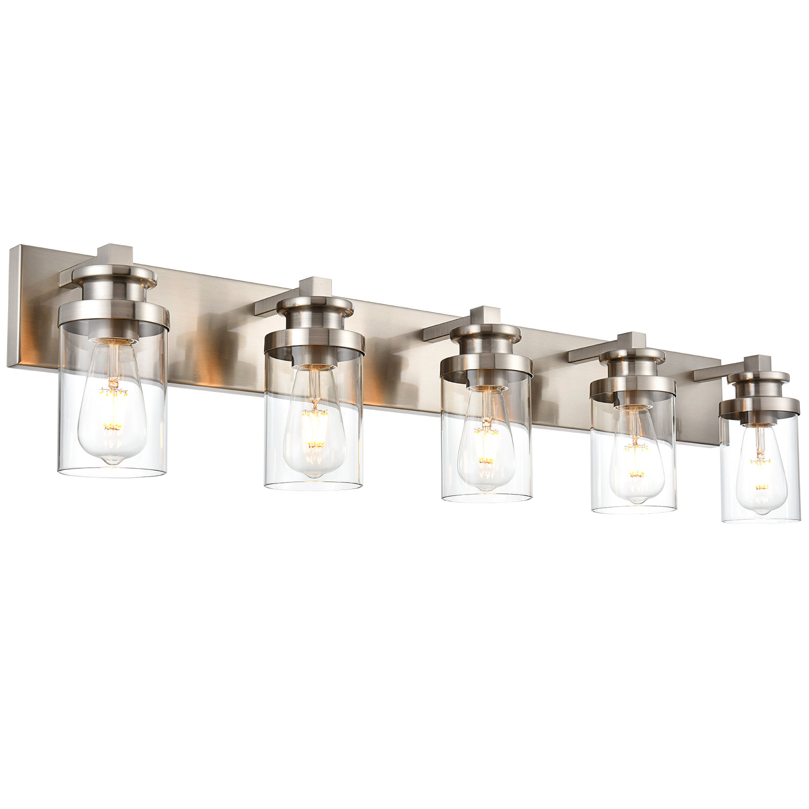 Mercer41 5-Light Modern Vanity Lighting Fixtures For Bathroom Brushed ...