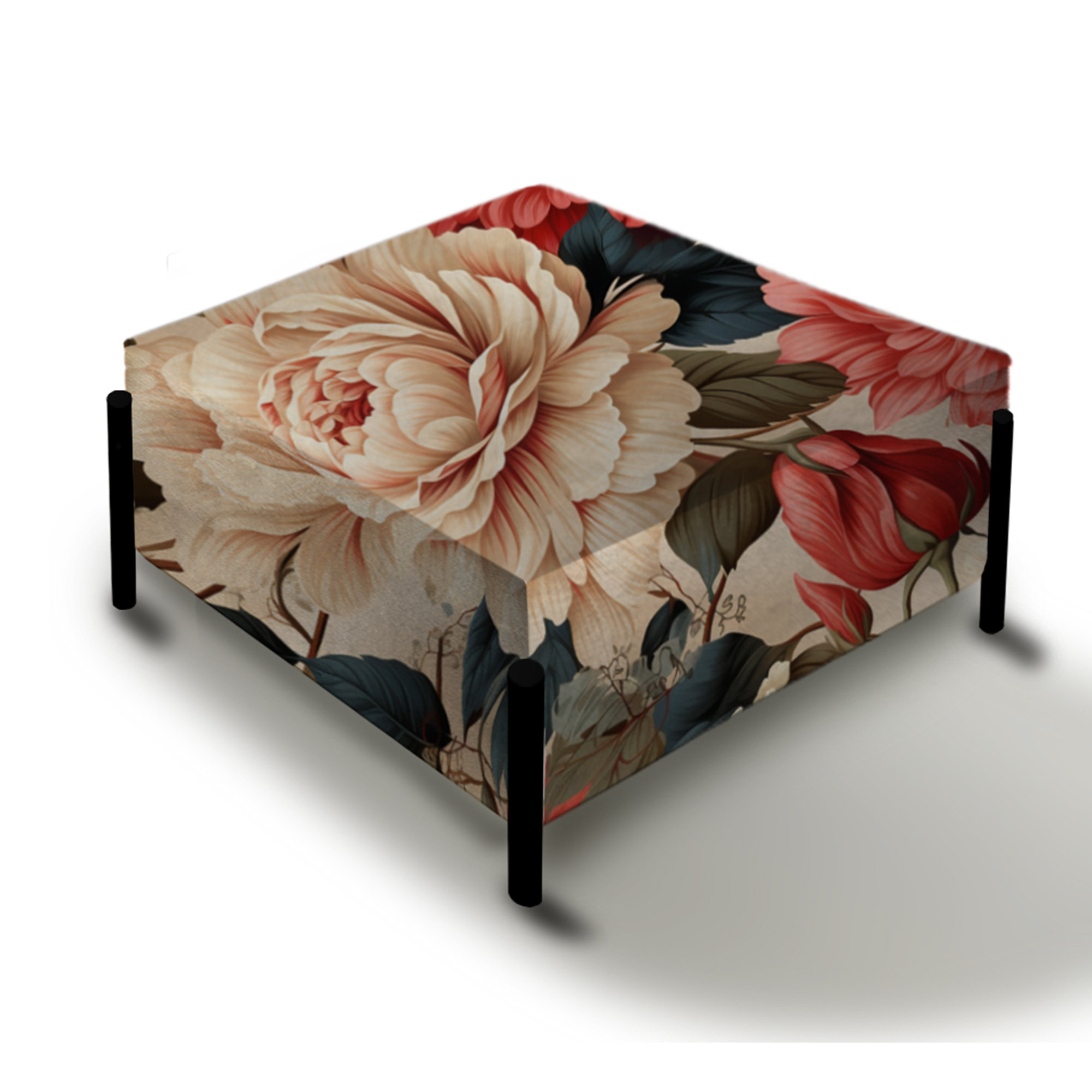 Design Art Vintage Pink And Beige Rose Floral Pattern I - Floral Large ...