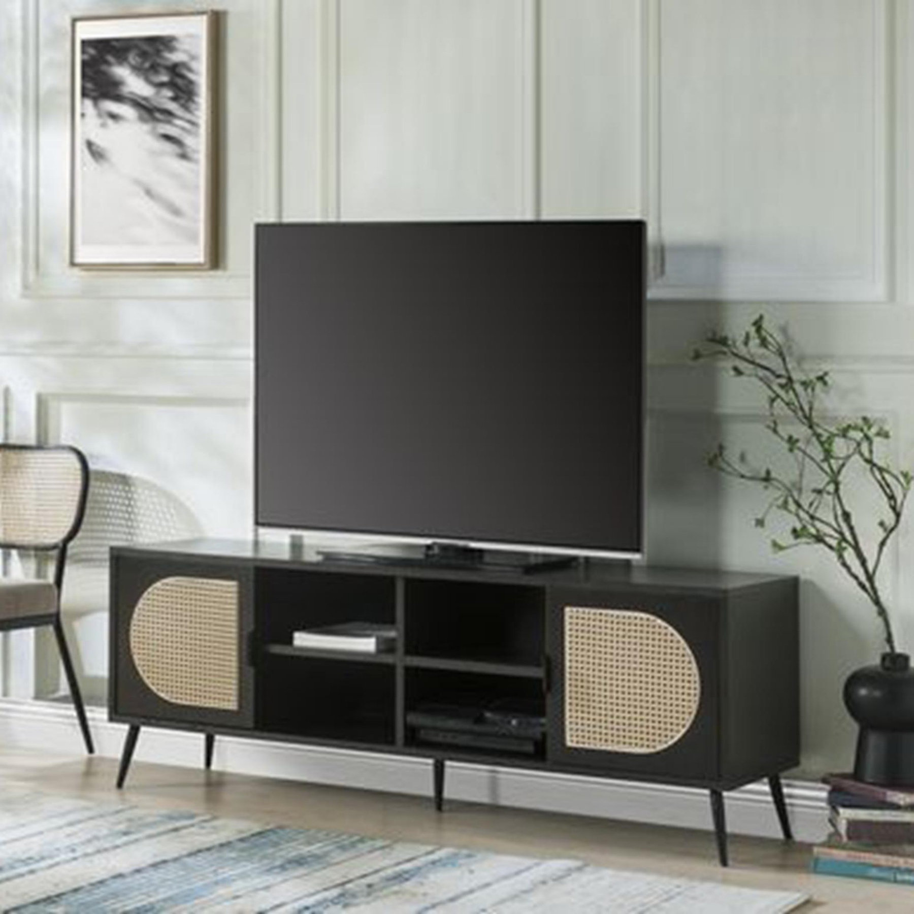 Corrigan Studio Colson Black Finish TV Stand - Wayfair Canada