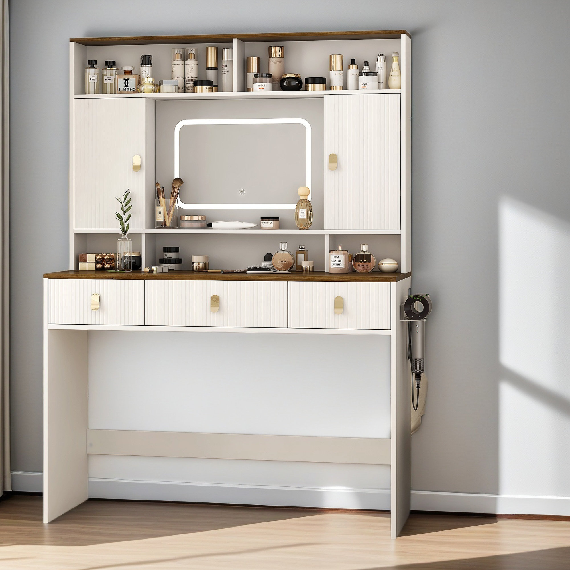 Ivy Bronx Farmhouse Dressing Table Makeup Table, 43" Wide Dressing ...